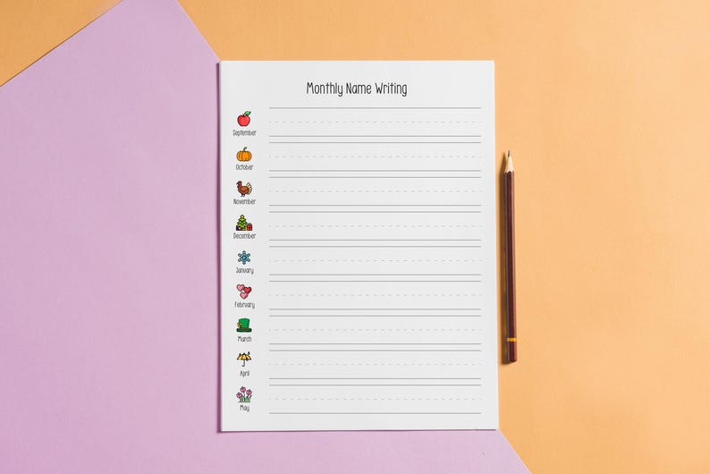 Monthly Name Writing Practice Sheet | Handwriting Practice for Kids ...