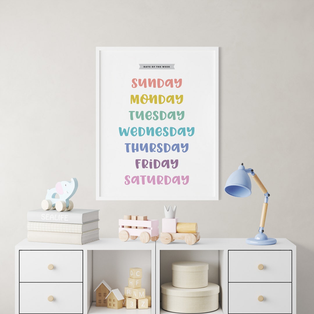 Pastel Days of the Week Poster: Montessori Nursery Decor (digital ...