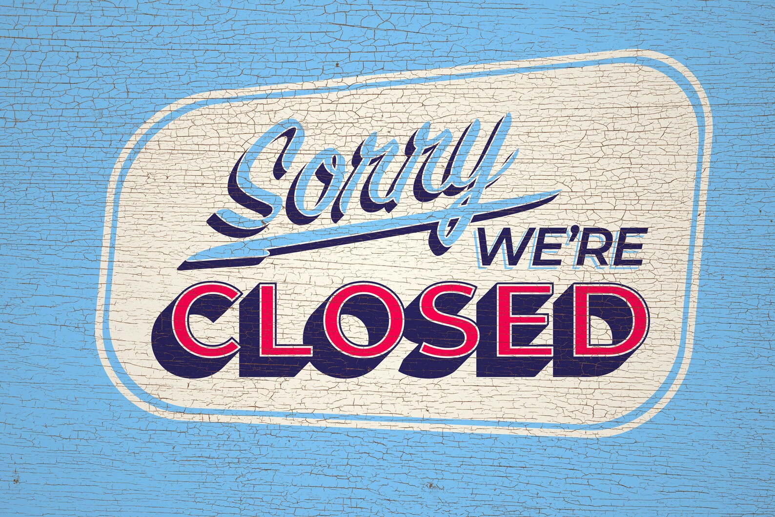 Printable 'sorry We're Closed' Sign Instant Download JPG DIY Home Print ...