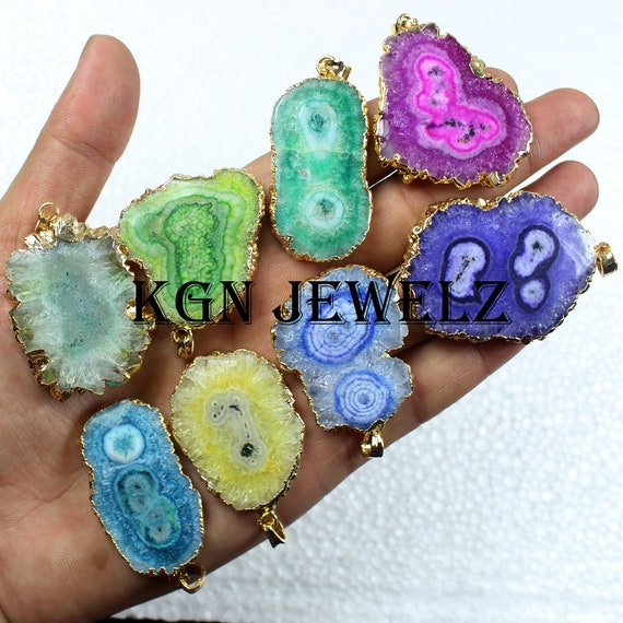 Natural Solar Quartz Electroplated Pendants Wholesales Lot | Etsy