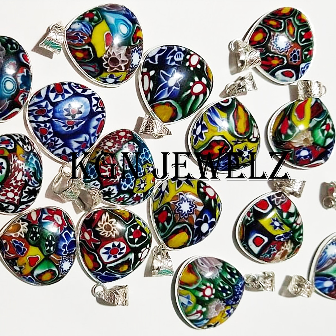 Glass Gemstone Pendants: 925 Sterling Silver Plated, Bulk Lot - Etsy