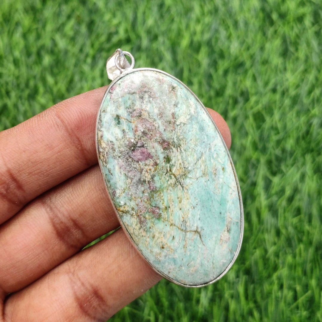 Natural Ruby Fuchsite Pendant, 925 Silver Plated Pendant, Unique ...