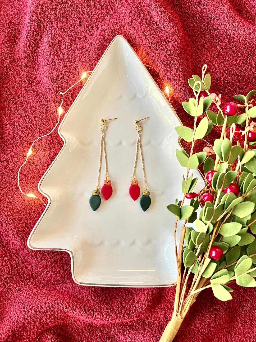 Light Bulb Clay Earrings, Christmas Bulb Earrings, Christmas Light ...