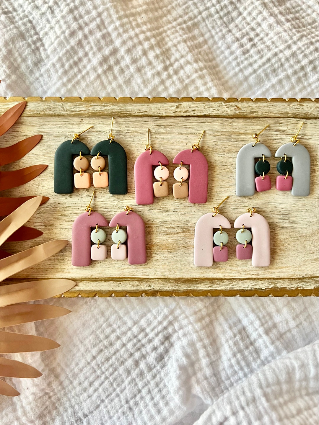 Tri-color Clay Earrings, Multicolor Earrings, Colorful Earrings ...