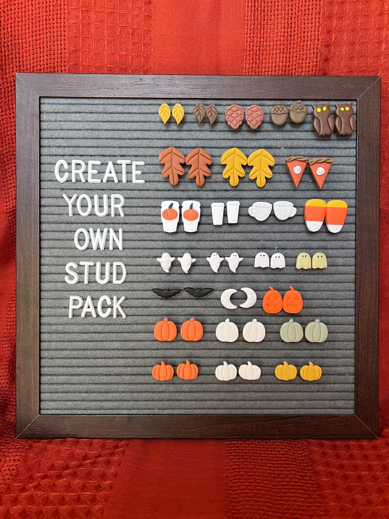 Create Your Own Stud Pack, Fall Stud Pack, Halloween Clay Earrings ...