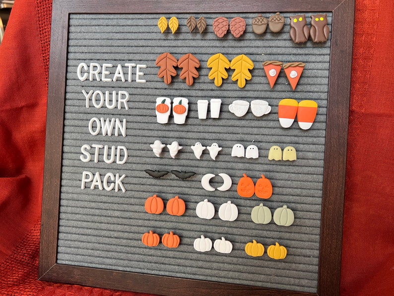 Create Your Own Stud Pack, Fall Stud Pack, Halloween Clay Earrings ...