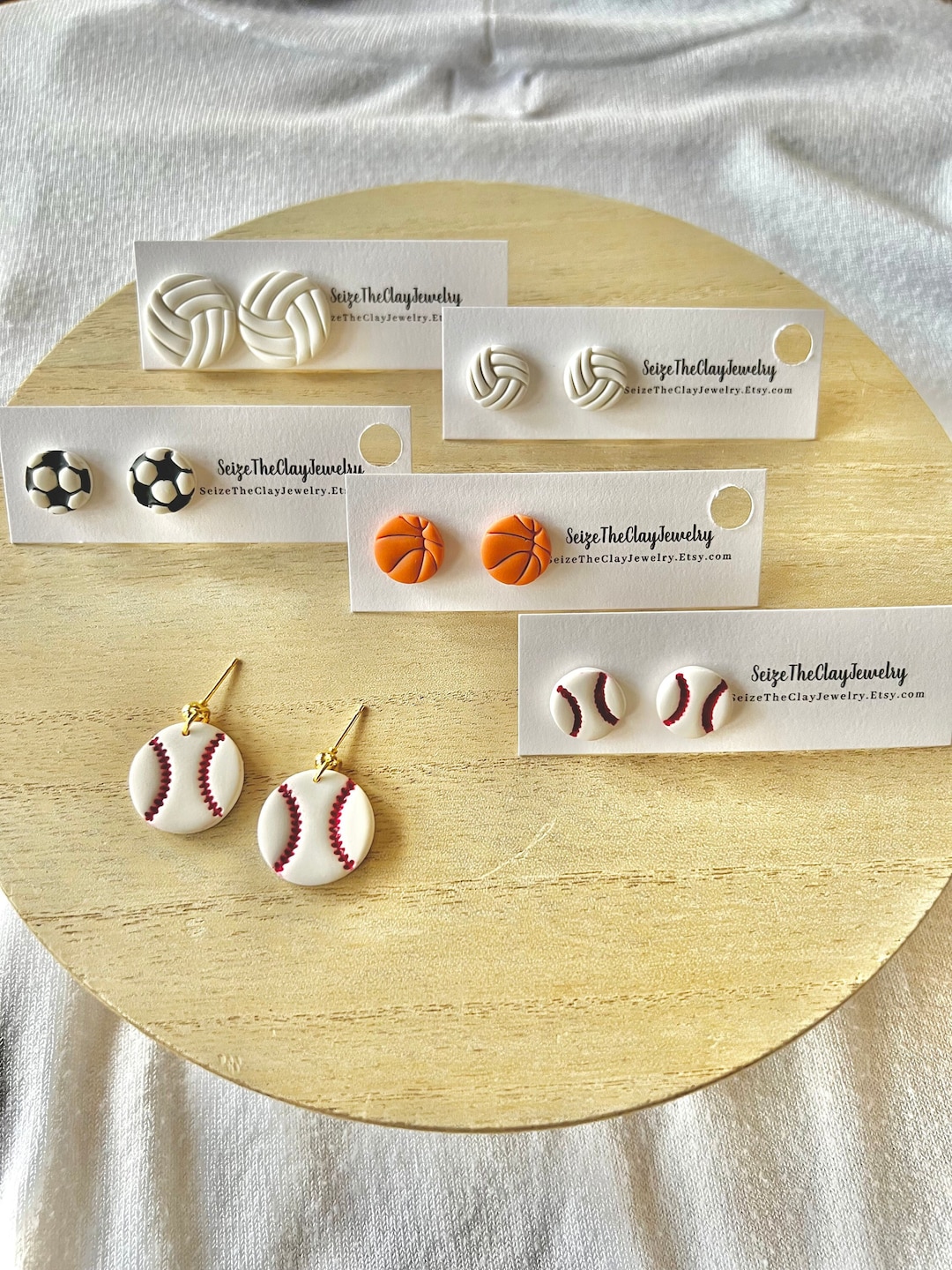 Sport Clay Earrings, Soccer Clay Earrings, Volleyball Earrings ...