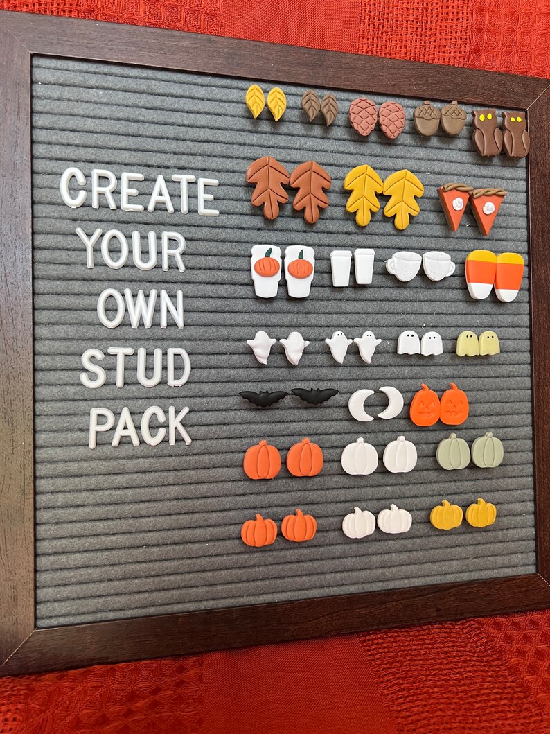 Create Your Own Stud Pack, Fall Stud Pack, Halloween Clay Earrings ...