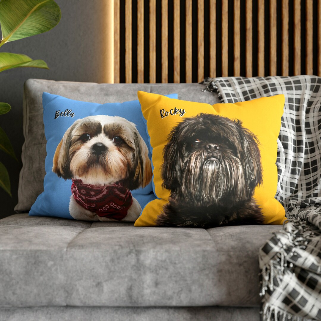 Custom Pet Pillow With Photo of Your Pet on Custom Color Background ...