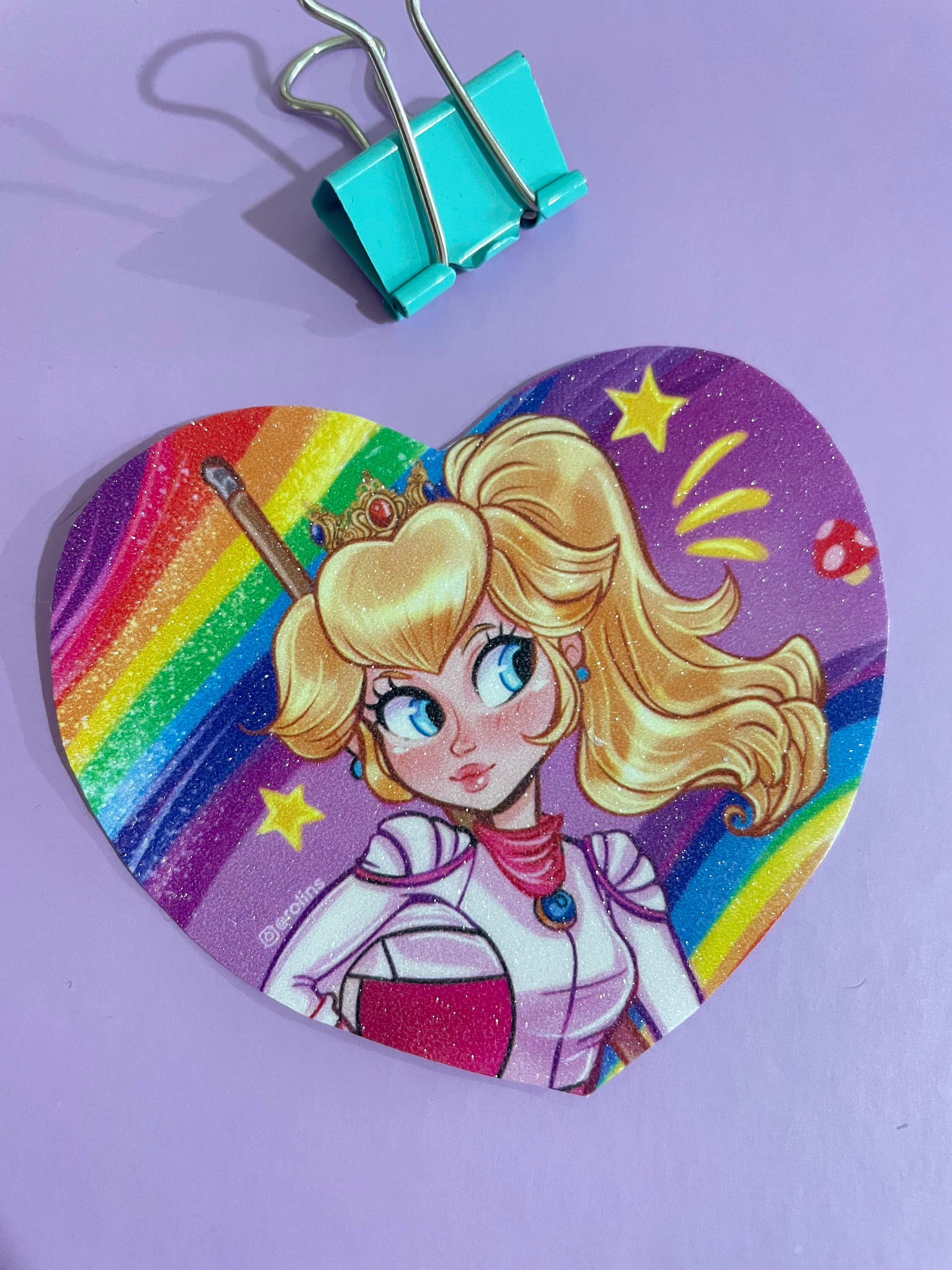 Princess Peach Heart Sticker Crystal Swarovski Effect Texture - Etsy