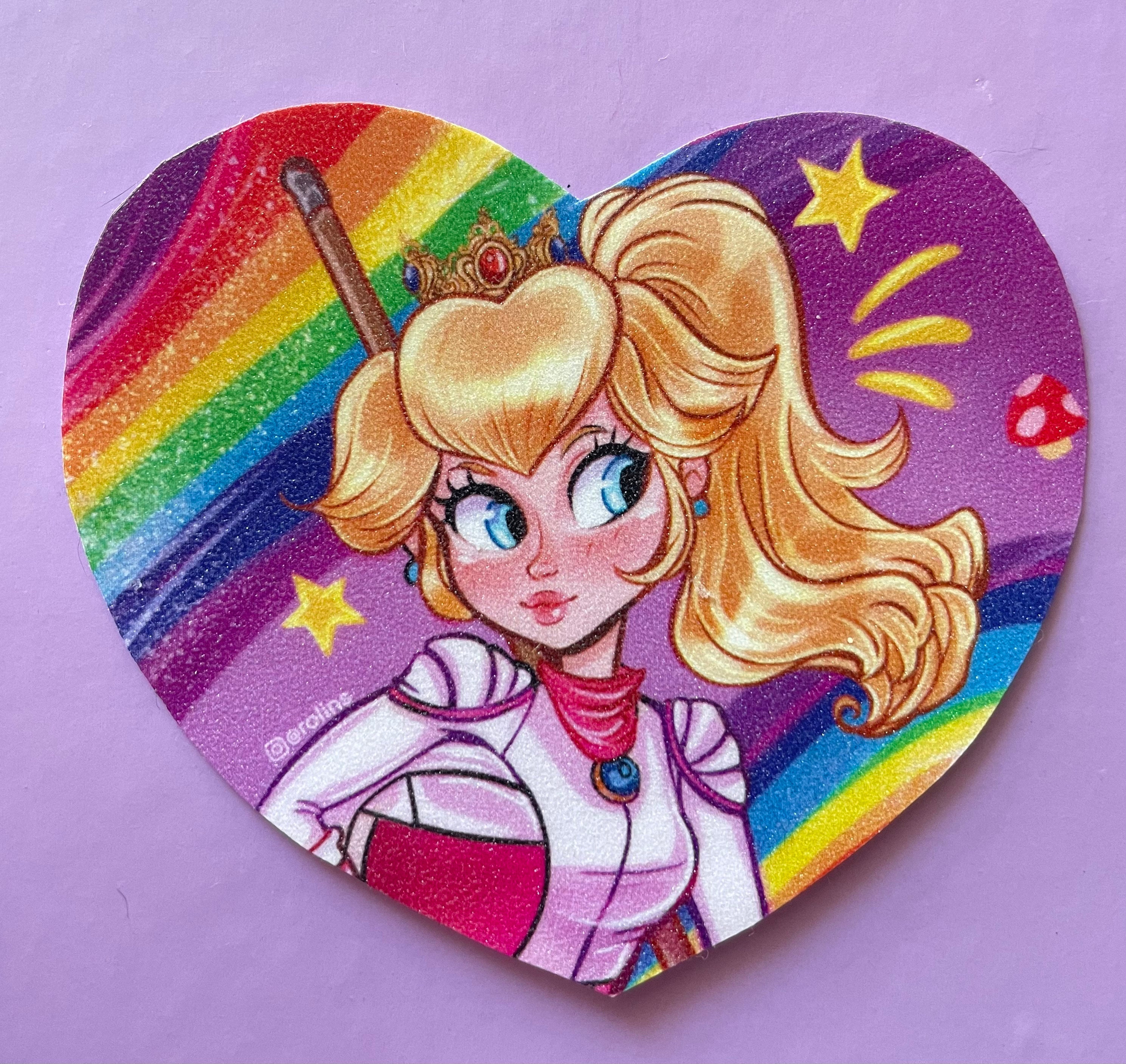 Princess Peach Heart Sticker Crystal Swarovski Effect Texture - Etsy