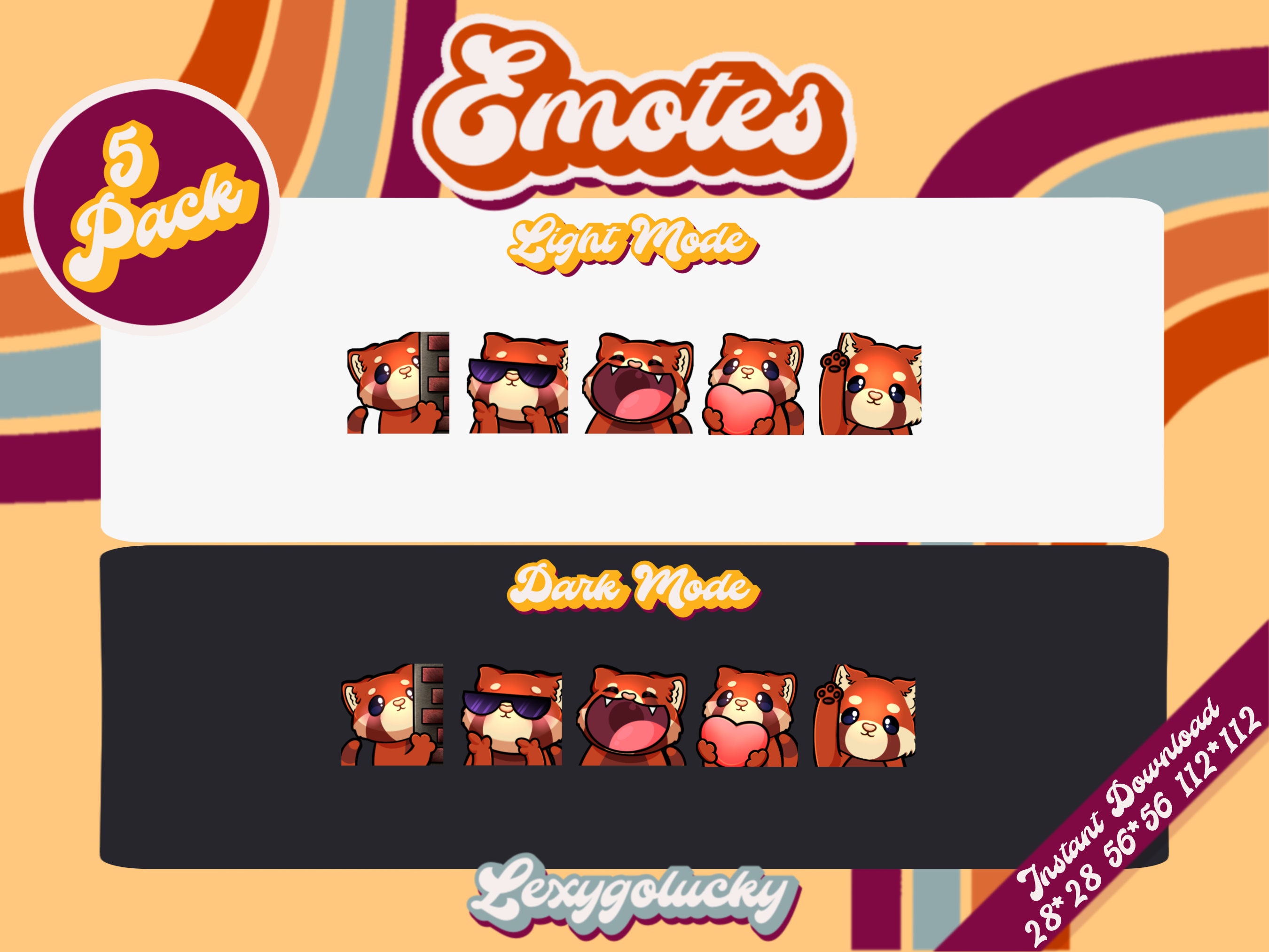 Red Panda Emotes | Twitch Emote | Five Pack | Digital File | Instant ...