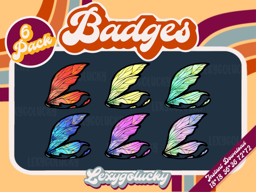Fairy Wing Badges | Twitch Badges | Six Pack | Digital File | Instant ...