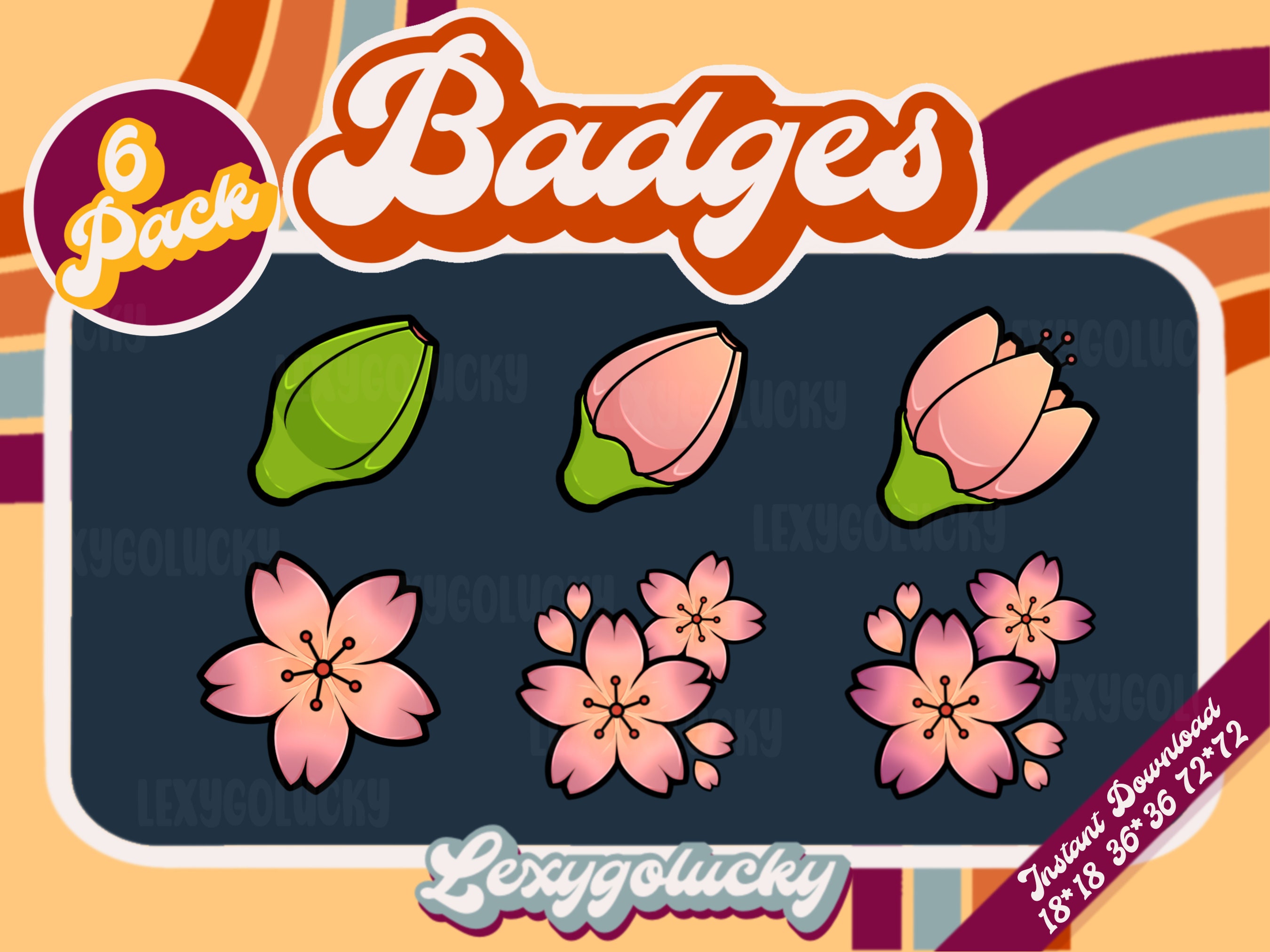 Cherry Blossom Badges | Twitch Badges | Six Pack | Digital File ...