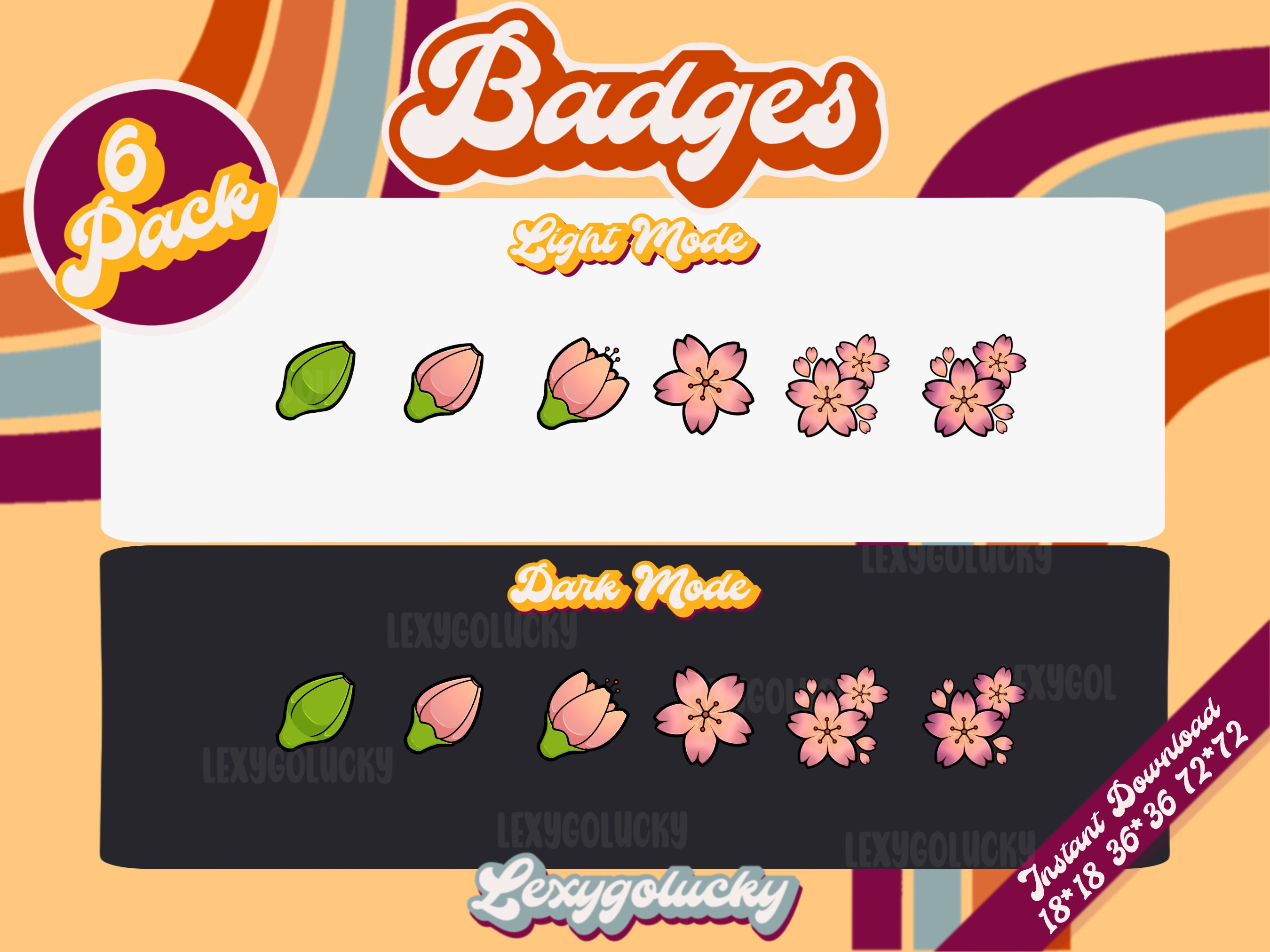 Cherry Blossom Badges | Twitch Badges | Six Pack | Digital File ...