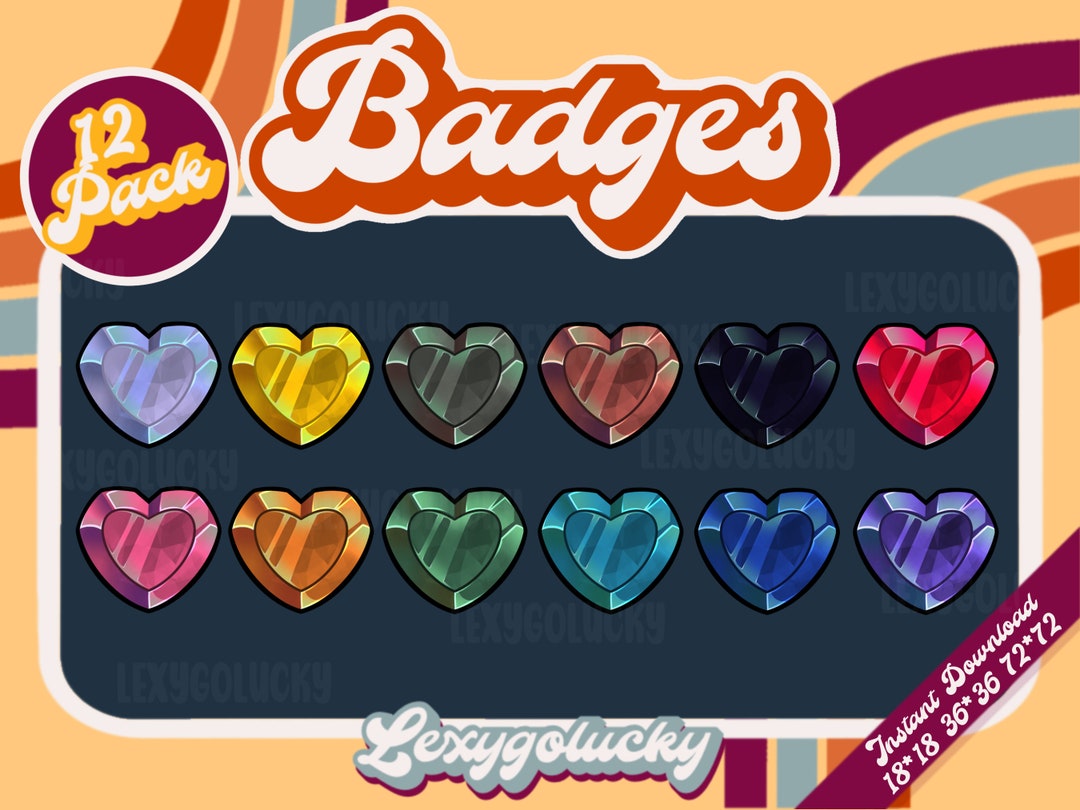 Heart Gemstone Badges | Twitch Badges | Twelve Pack | Digital File ...