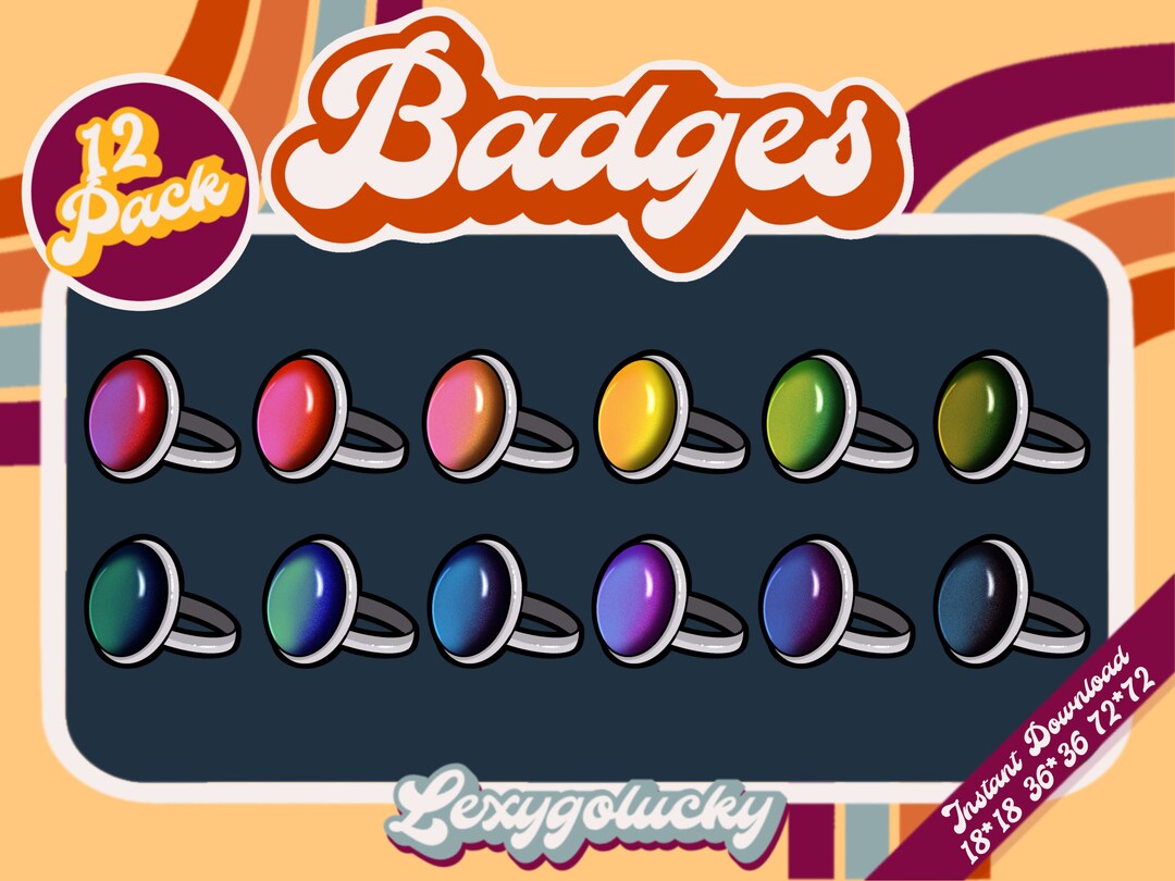 Nostalgia Mood Ring Badges | Twitch Badges | Twelve Pack | Digital File ...
