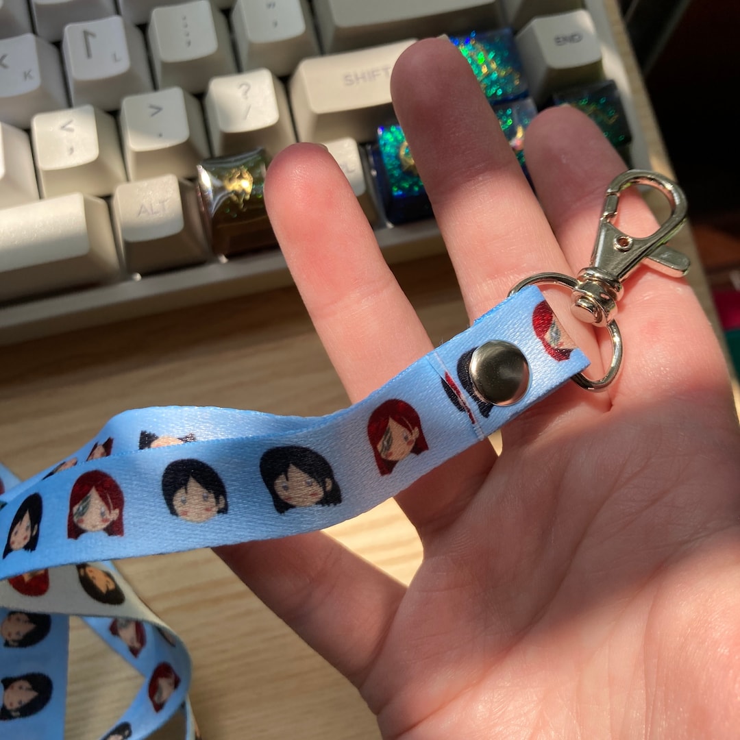 Chibi Companions Video Game Lanyard, Gamer Pattern Blue Background 3 ...