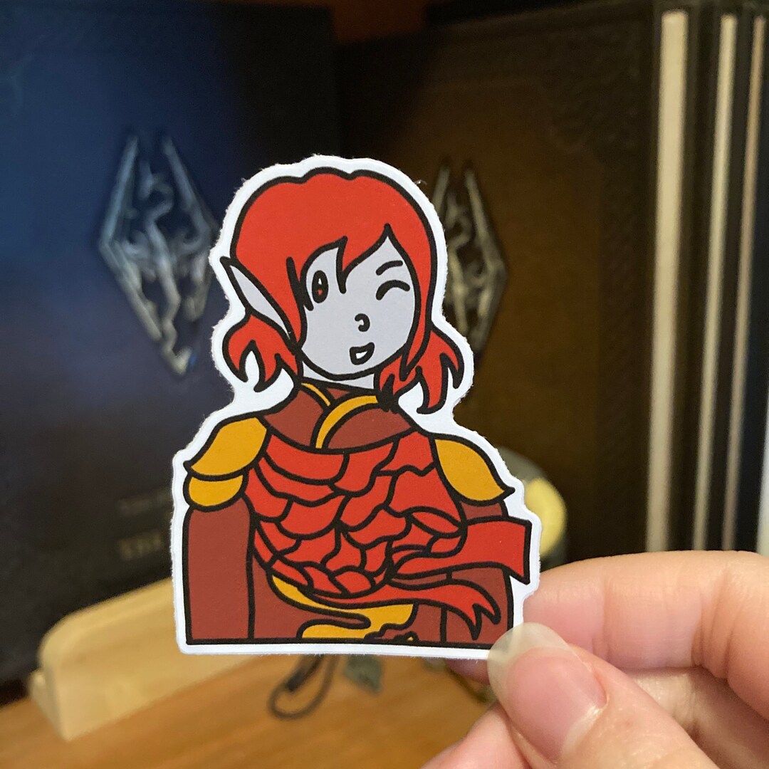 Red Hair Dark Elf Vinyl Sticker, Morrowind-stickers, Indoril-nerevar ...