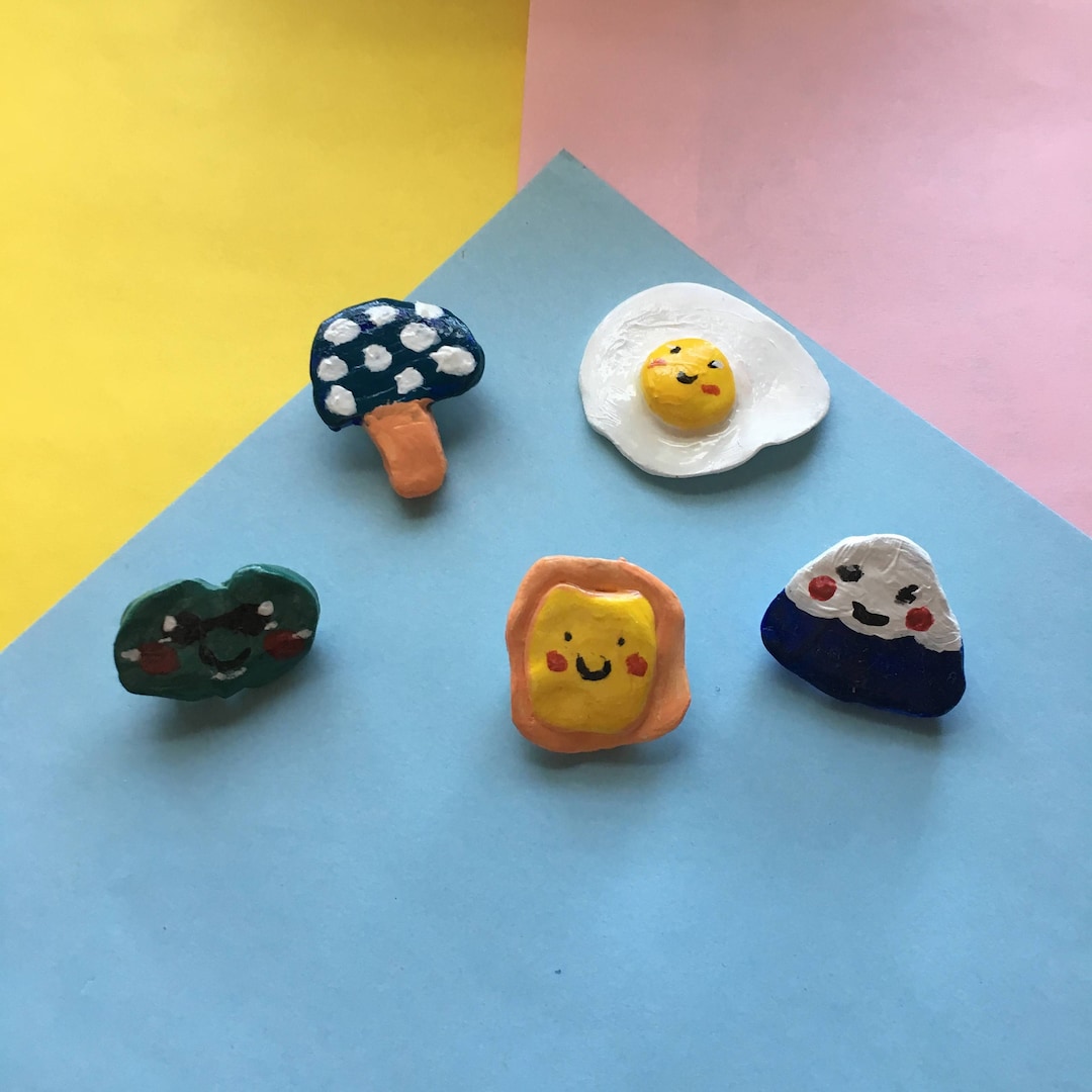 Handmade Polymer Clay Pins, Cottagecore Clay Pin, Button Backing ...