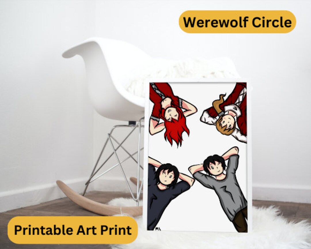 Werewolf Circle Digital Art Print, Printable Poster, Video Game Posters ...