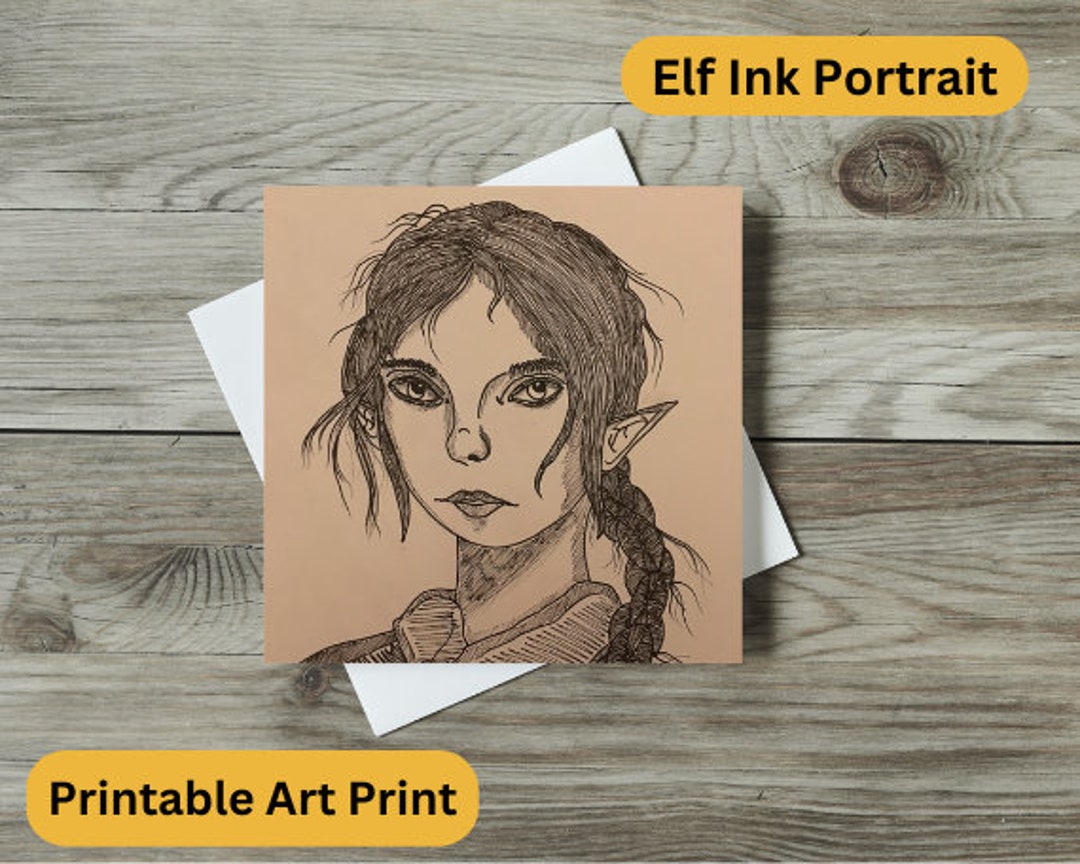 Dark Elf Ink Art Print Digital Download, Ink Drawing, Morrowind-poster ...
