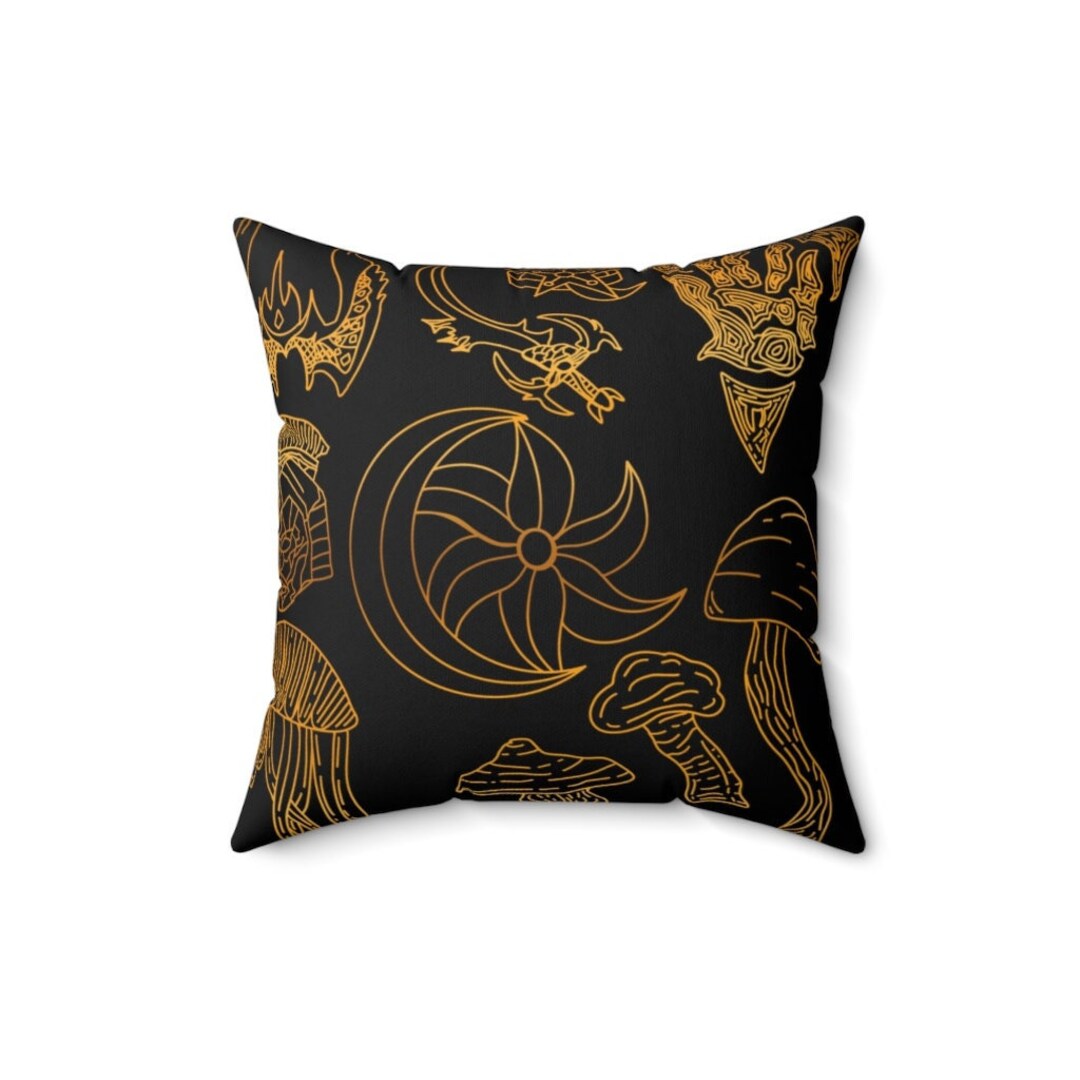 One Ring Under Moon and Star Gold on Black Pattern Square - Etsy