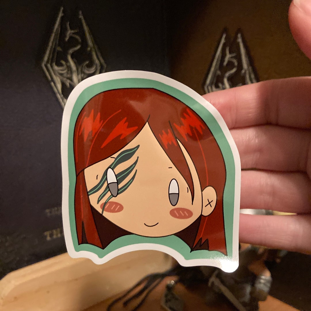 Chibi Red Huntress Video Game Stickers, Green Outline Gaming Stickers ...