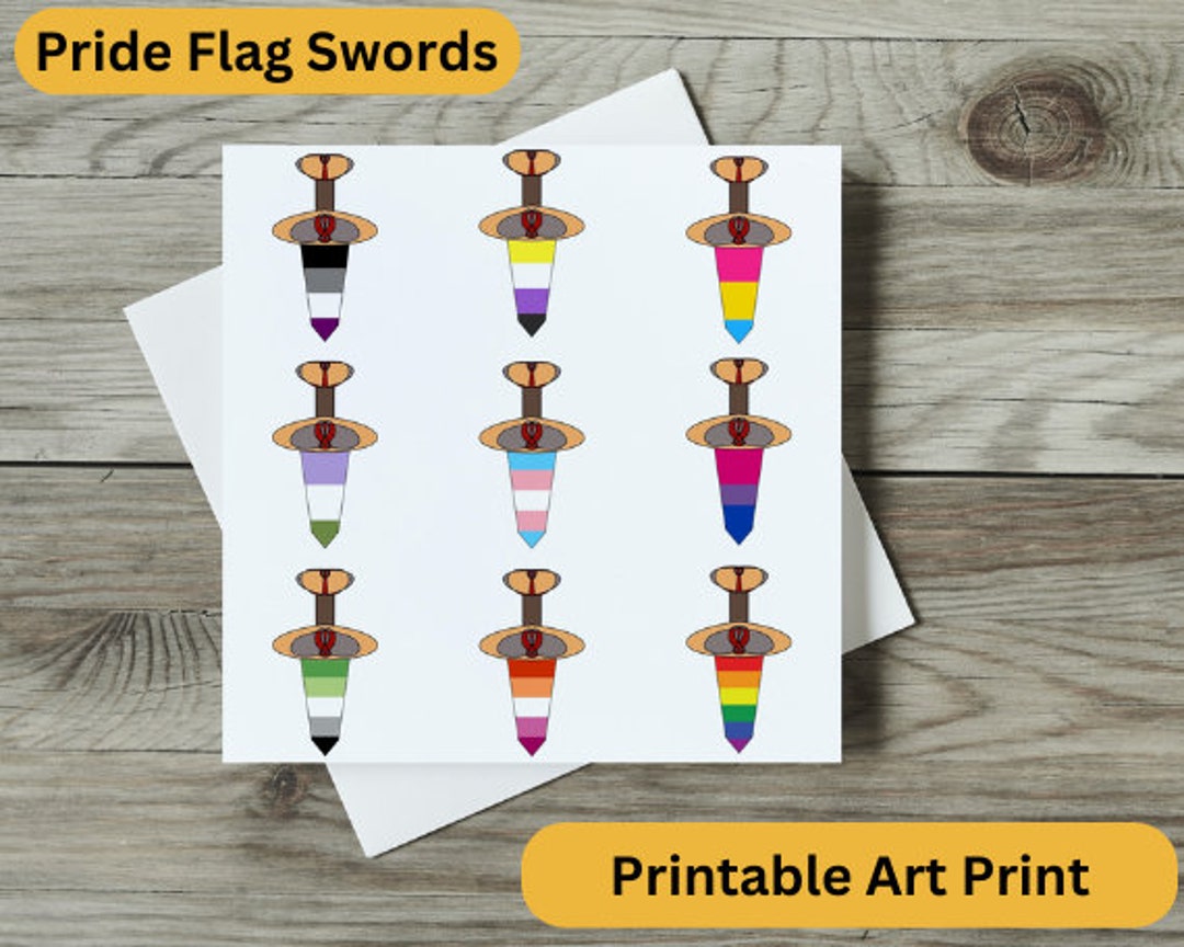 Pride Flag Swords Printable Art Print, Digital Download, LGBT Pride ...