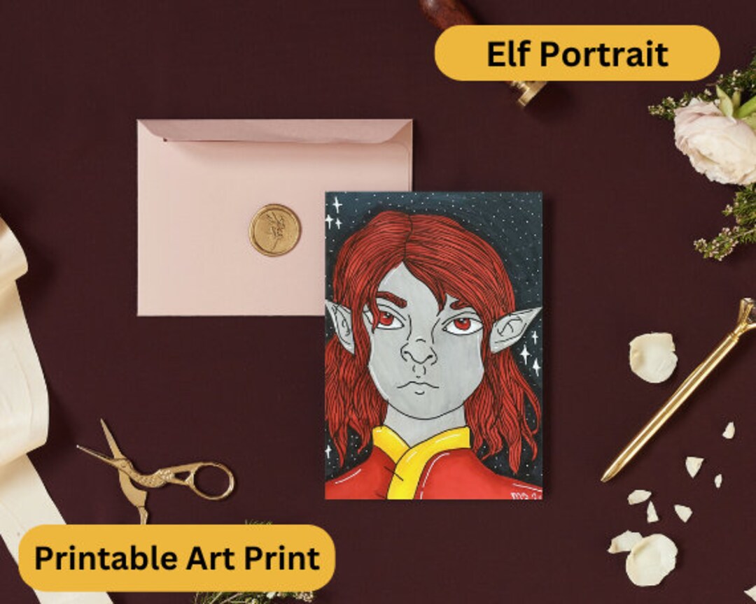 Valan Printable Poster, Dark Elf Portrait Digital Art Prints, Fantasy ...