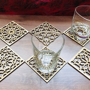 Ramadan Coasters Set of 6, Eid Decor Mubarak Coasters, Drink Coasters ...