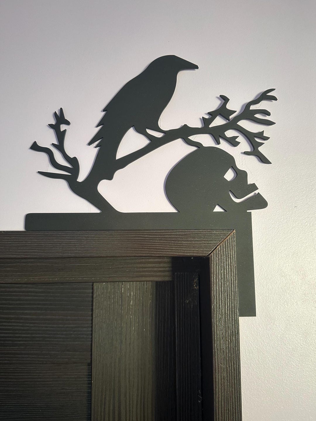 Halloween Door Corner Sign, Spooky Crow and Skull Decor - Etsy