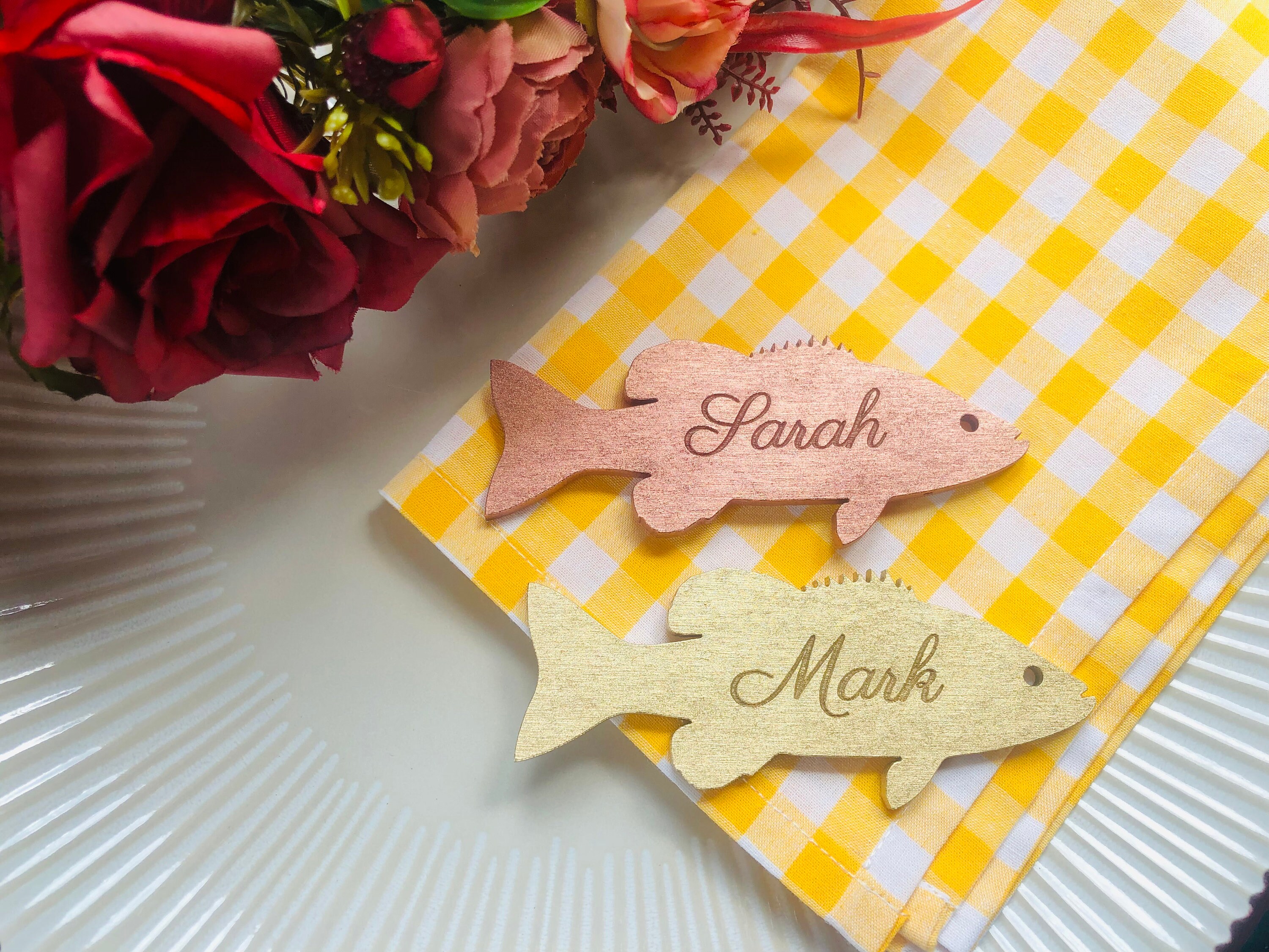 Fish Place Cards, Custom Place Cards, Custom Name Place Card, Gift ...