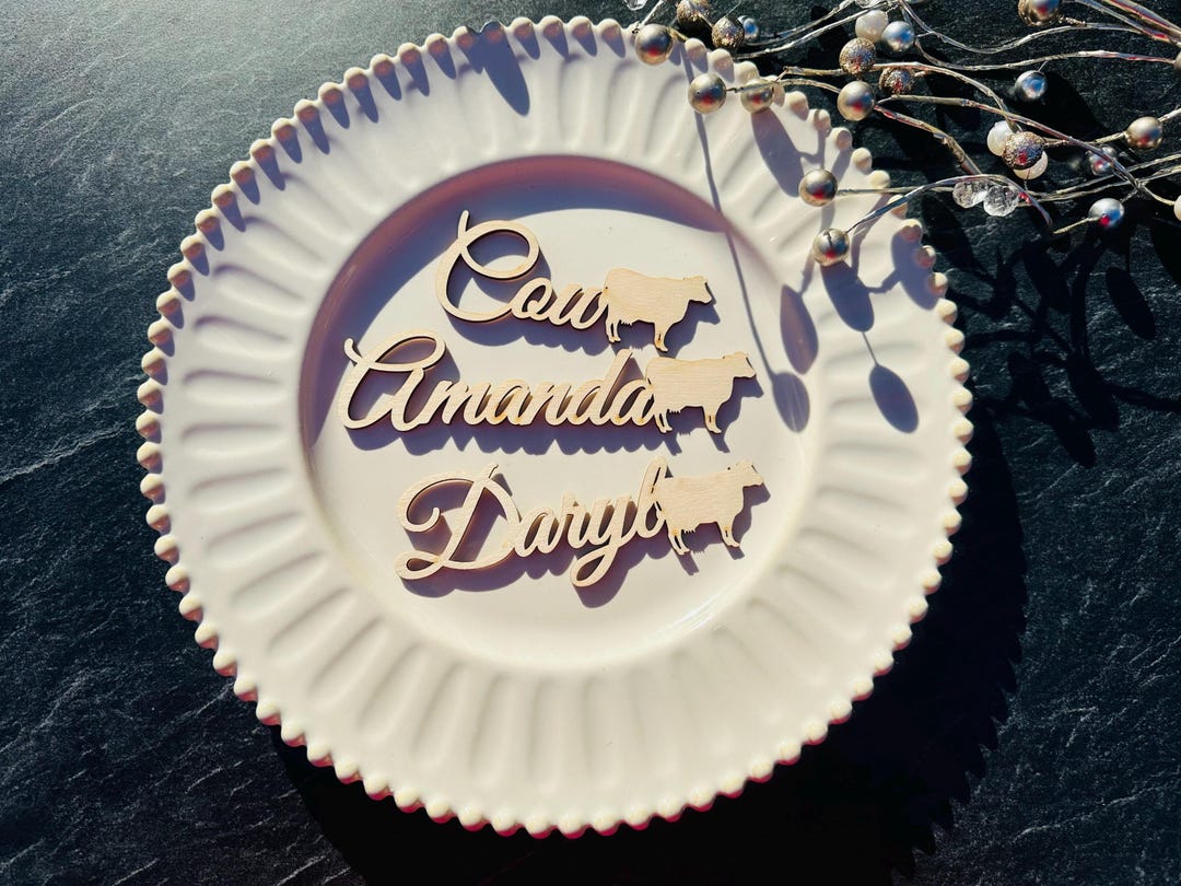 Table Cards With Cow, Meal Choice Place Cards, Meal Placemarks, Laser ...