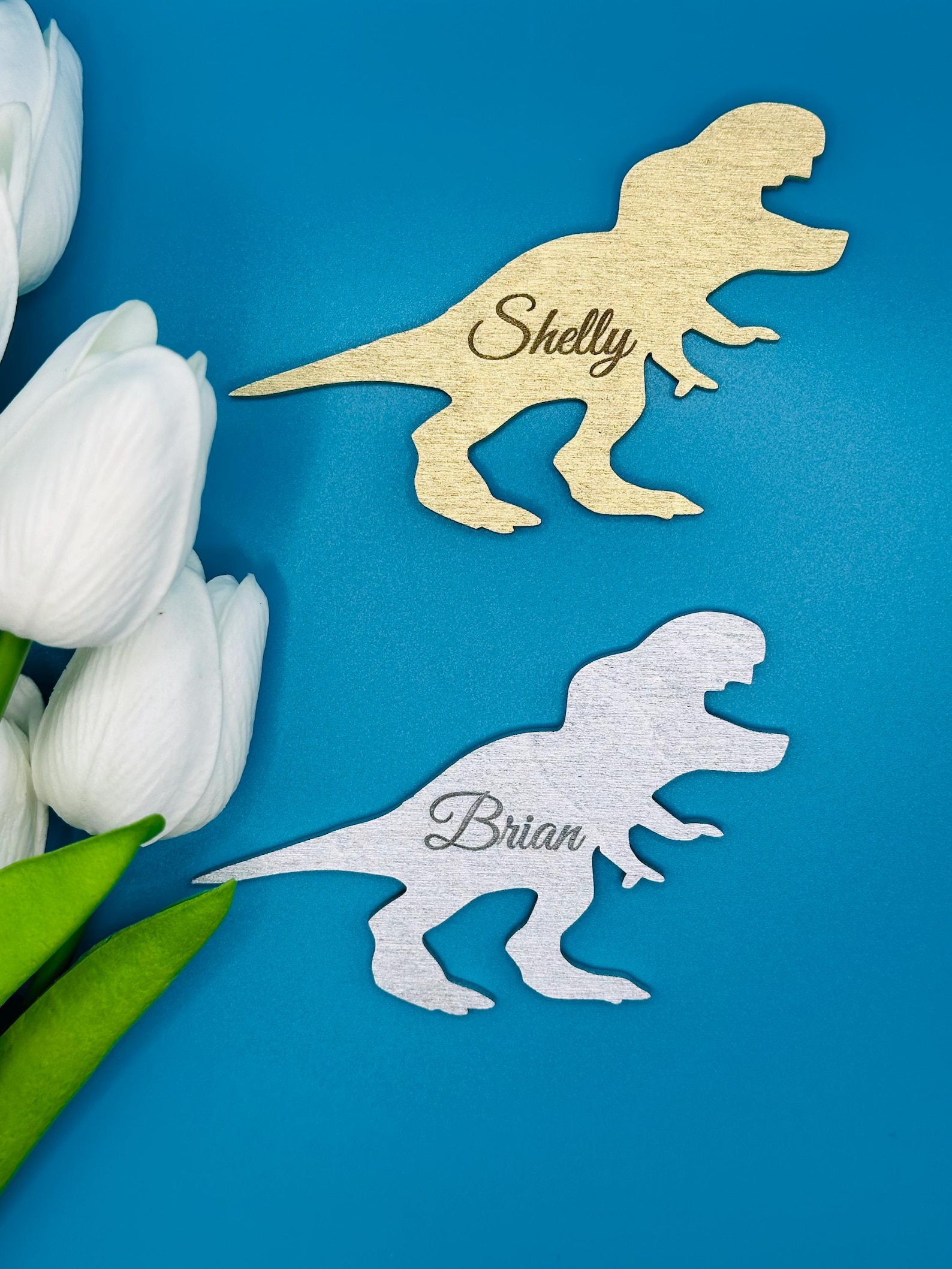 Tyrannosaurus Place Cards, T-rex Place Cards, Engraved Names, Reptile ...