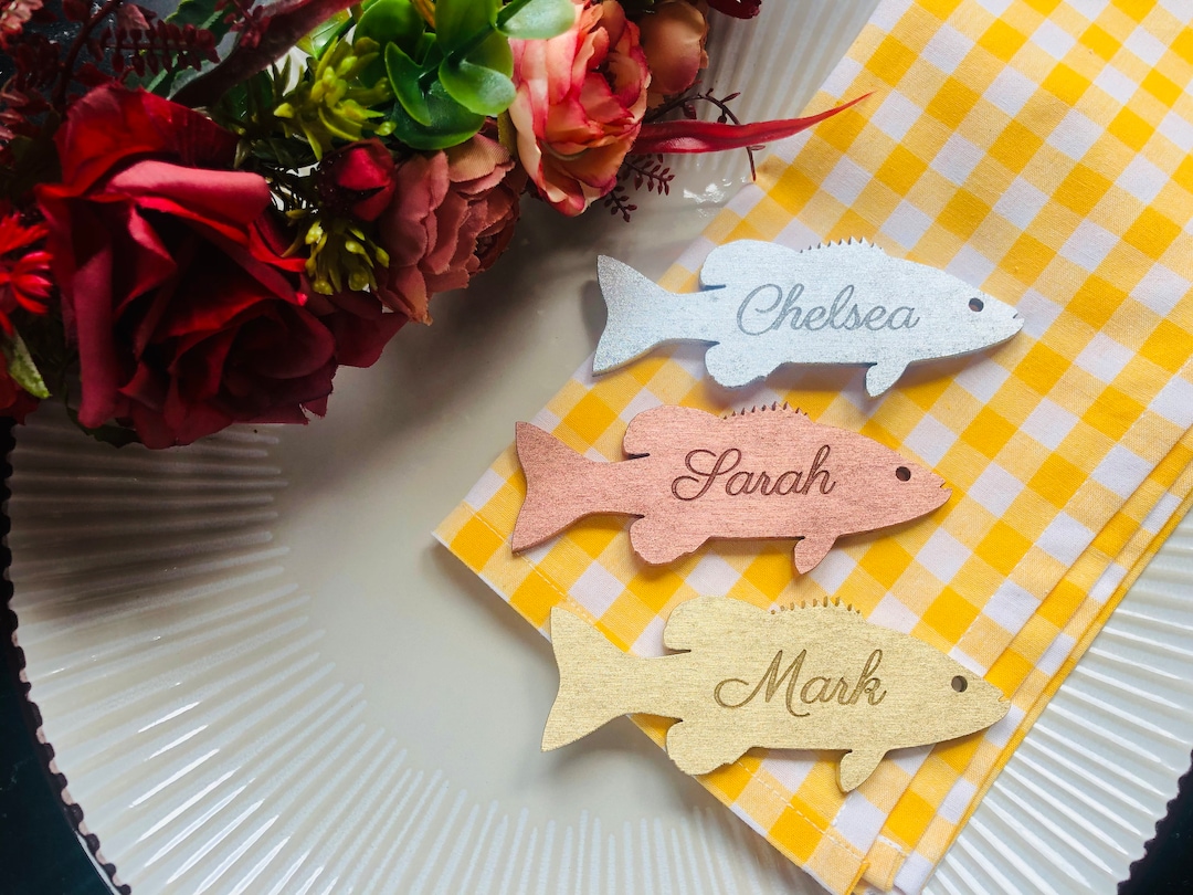 Fish Place Cards, Custom Place Cards, Custom Name Place Card, Gift ...