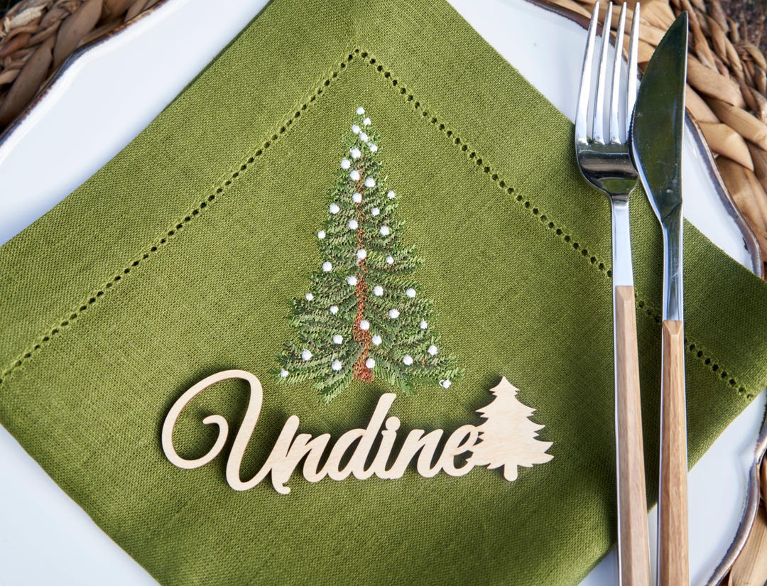 Place Cards With Christmas Tree, Wedding Place Cards, Custom Laser-cut ...