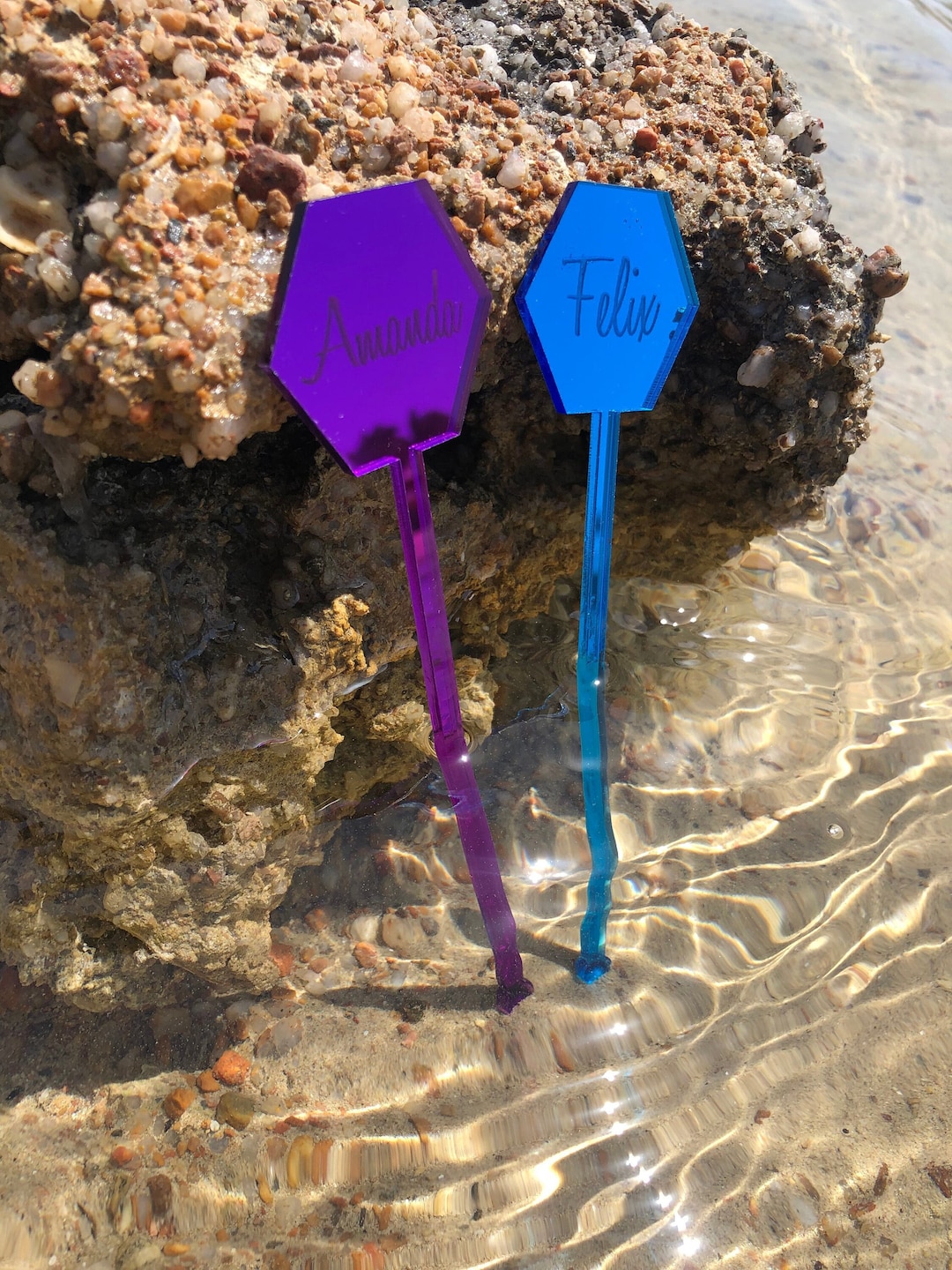 Drink Stirrers With Engraving on Hexagon, Drink Decoration, Wedding ...
