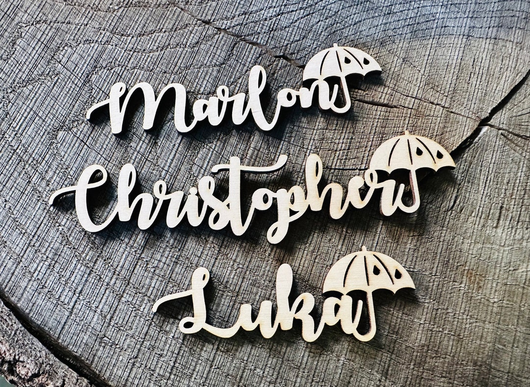 Place Cards With Umbrella,umbrella,rain,laser-cut Names,the Cloud,a ...