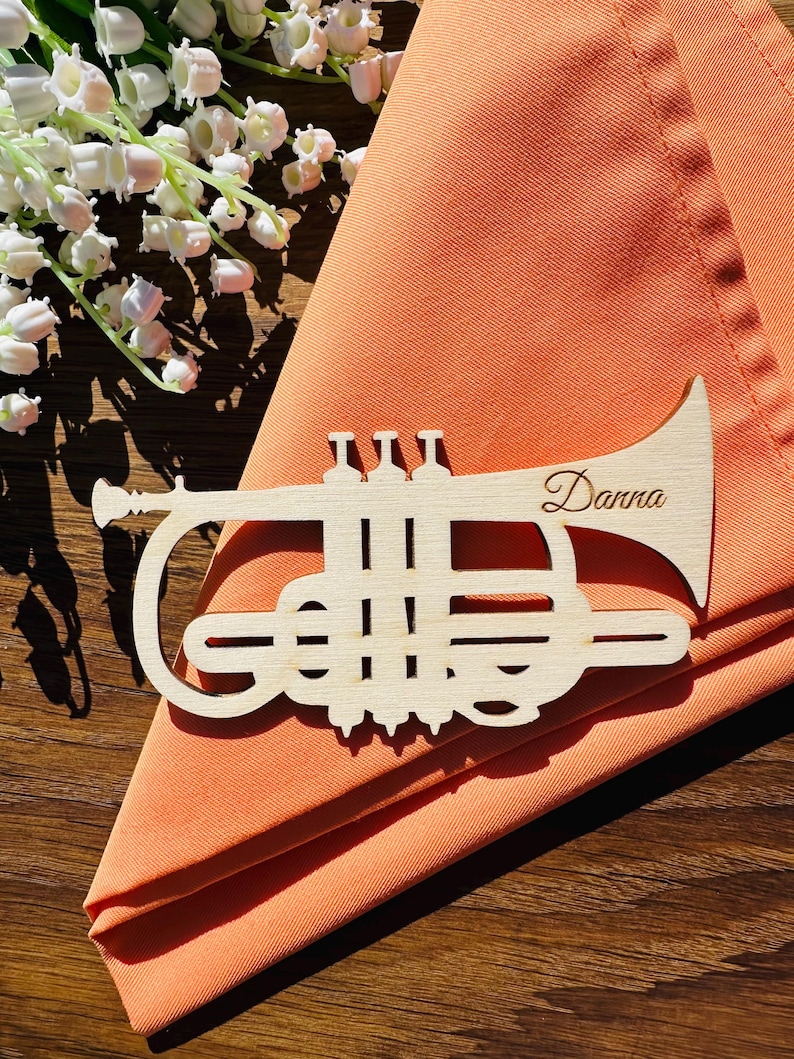 Trumpet Place Cards, Engraved, Party, Celebration, Music, Song, Band ...