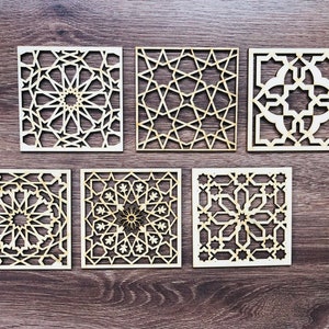 Ramadan Coasters Set of 6, Eid Decor Mubarak Coasters, Drink Coasters ...