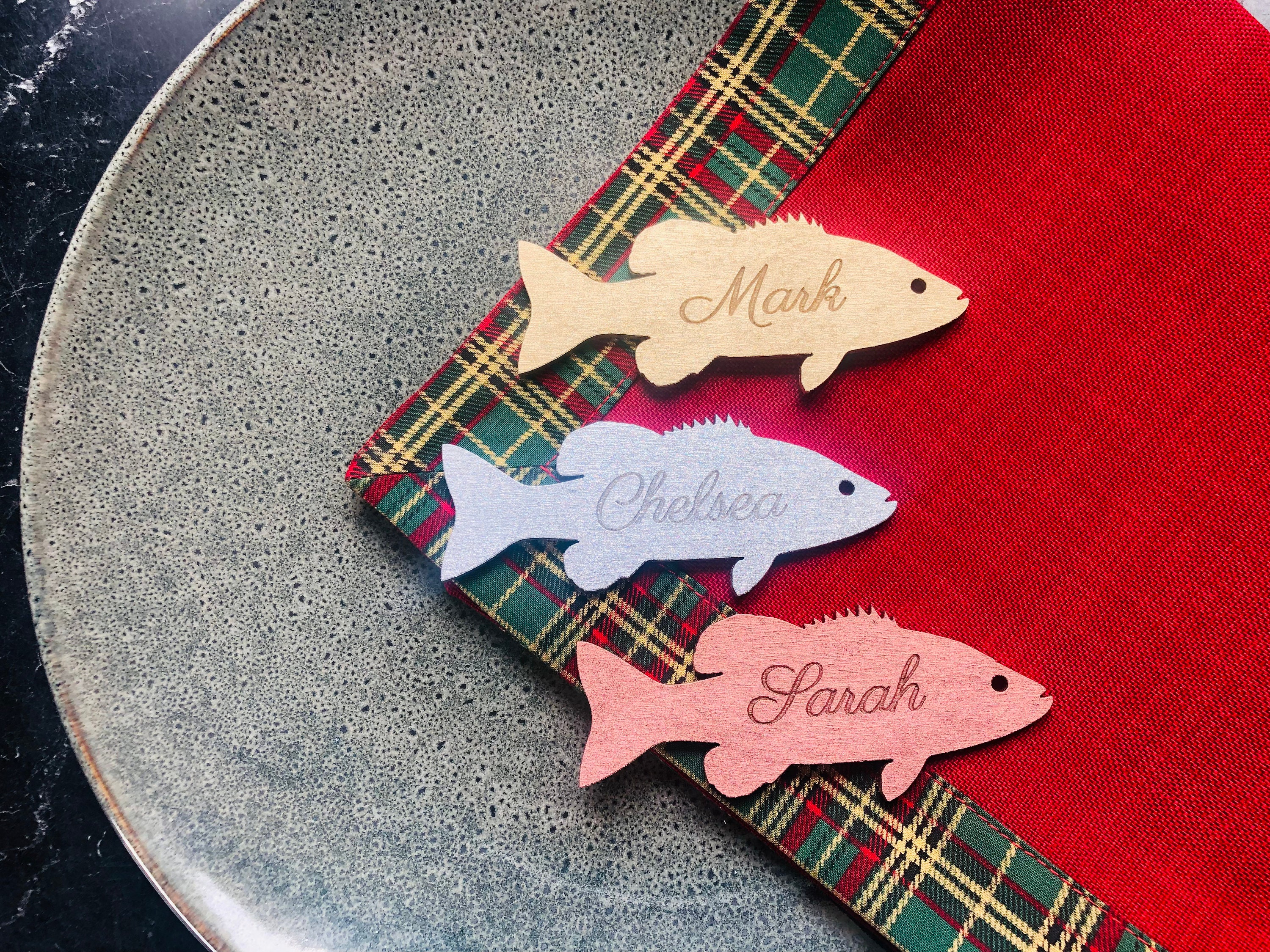 Fish Place Cards, Custom Place Cards, Custom Name Place Card, Gift ...