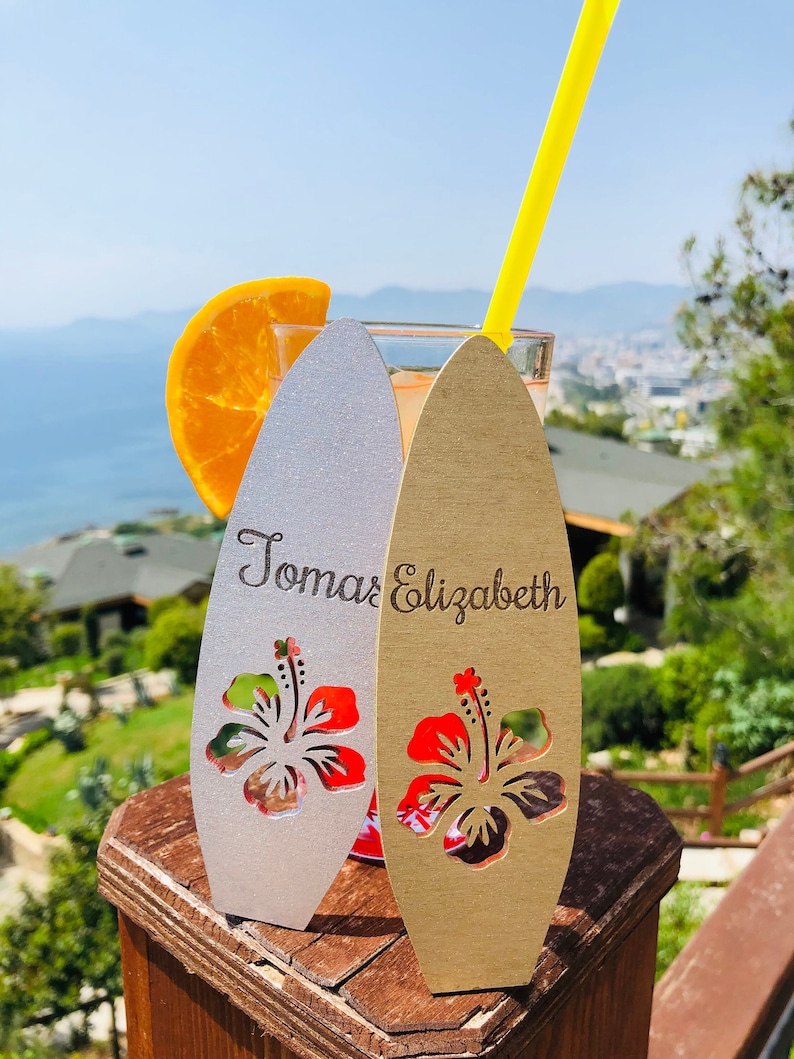 Surfboard Place Cards the Beach Custom Place Cardsparty - Etsy