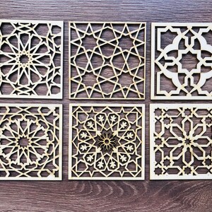 Ramadan Coasters Set of 6, Eid Decor Mubarak Coasters, Drink Coasters ...
