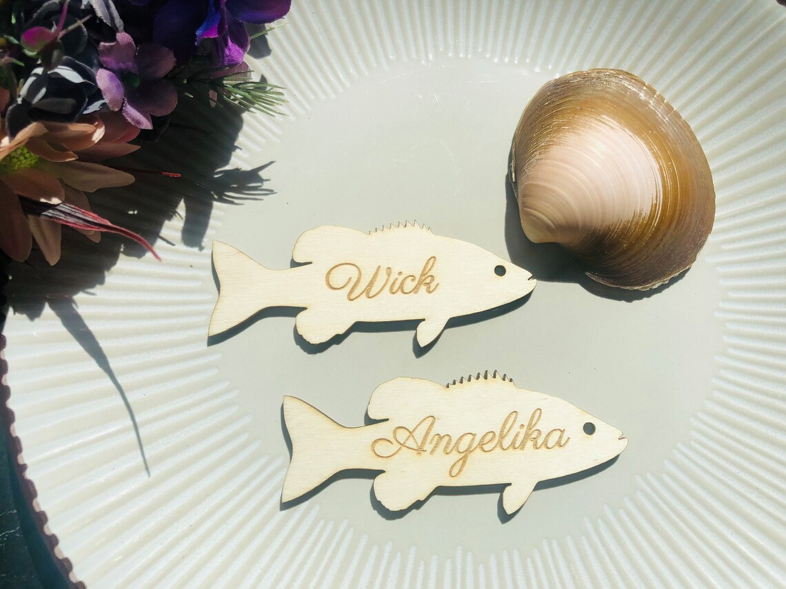 Fish Place Cards, Custom Place Cards, Custom Name Place Card, Gift ...