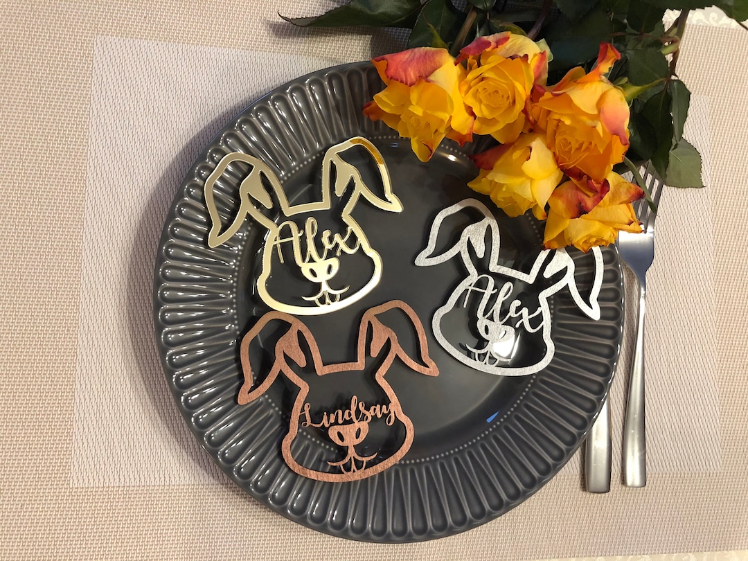 Bunny Place Cards, Custom Place Cards, Engraved Animal Place Cards ...