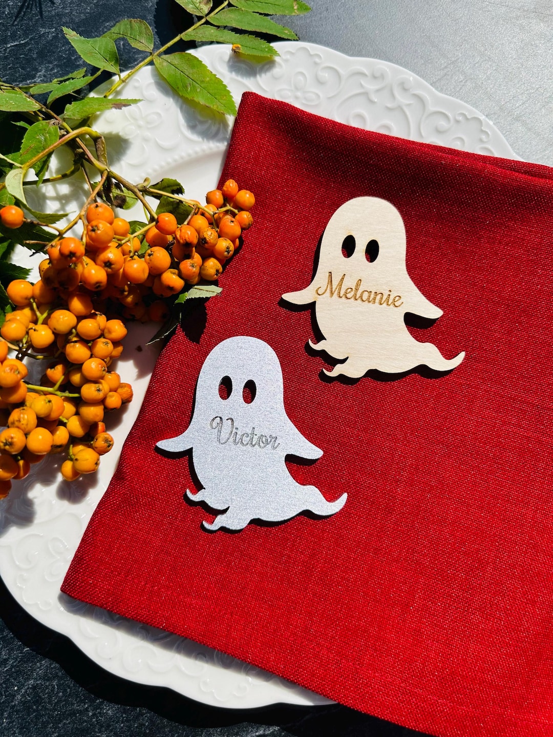 Ghost Place Cards, Custom Place Cards, Engraved Spooky Place Cards ...
