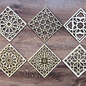 Ramadan Coasters Set of 6, Eid Decor Mubarak Coasters, Drink Coasters ...