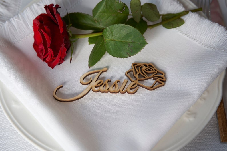 Place Cards With Rose Wedding Place Cards Custom Laser-cut - Etsy