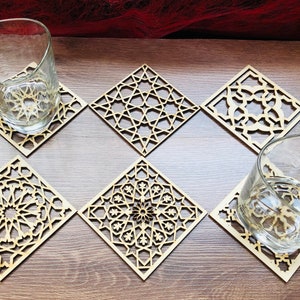 Ramadan Coasters Set of 6, Eid Decor Mubarak Coasters, Drink Coasters ...